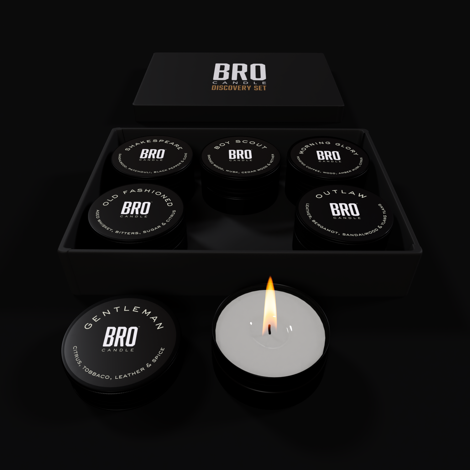 Discovery Set | Men's Candle Sampler + Gift Box | Bro Candle
